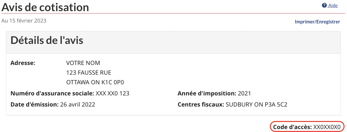 Comprendre le code d'accès IMPÔTNET – Centre d'aide